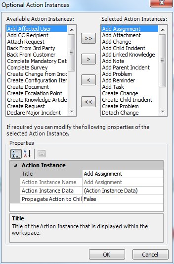 Associating an optional action with a status